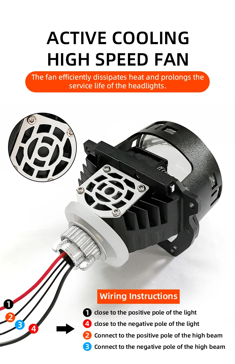 New Led Headlight Dual Beam Lens High Power Dual Lamp Cup Small Sun ...