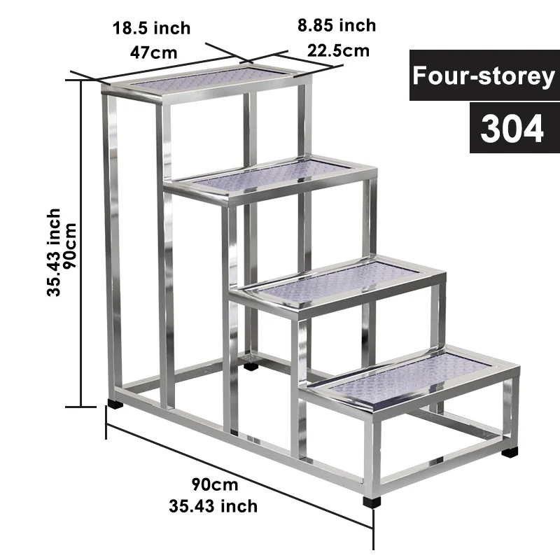 Portable 3-Storey 304 Stainless Steel Step Ladder for Hospital Surgical ...