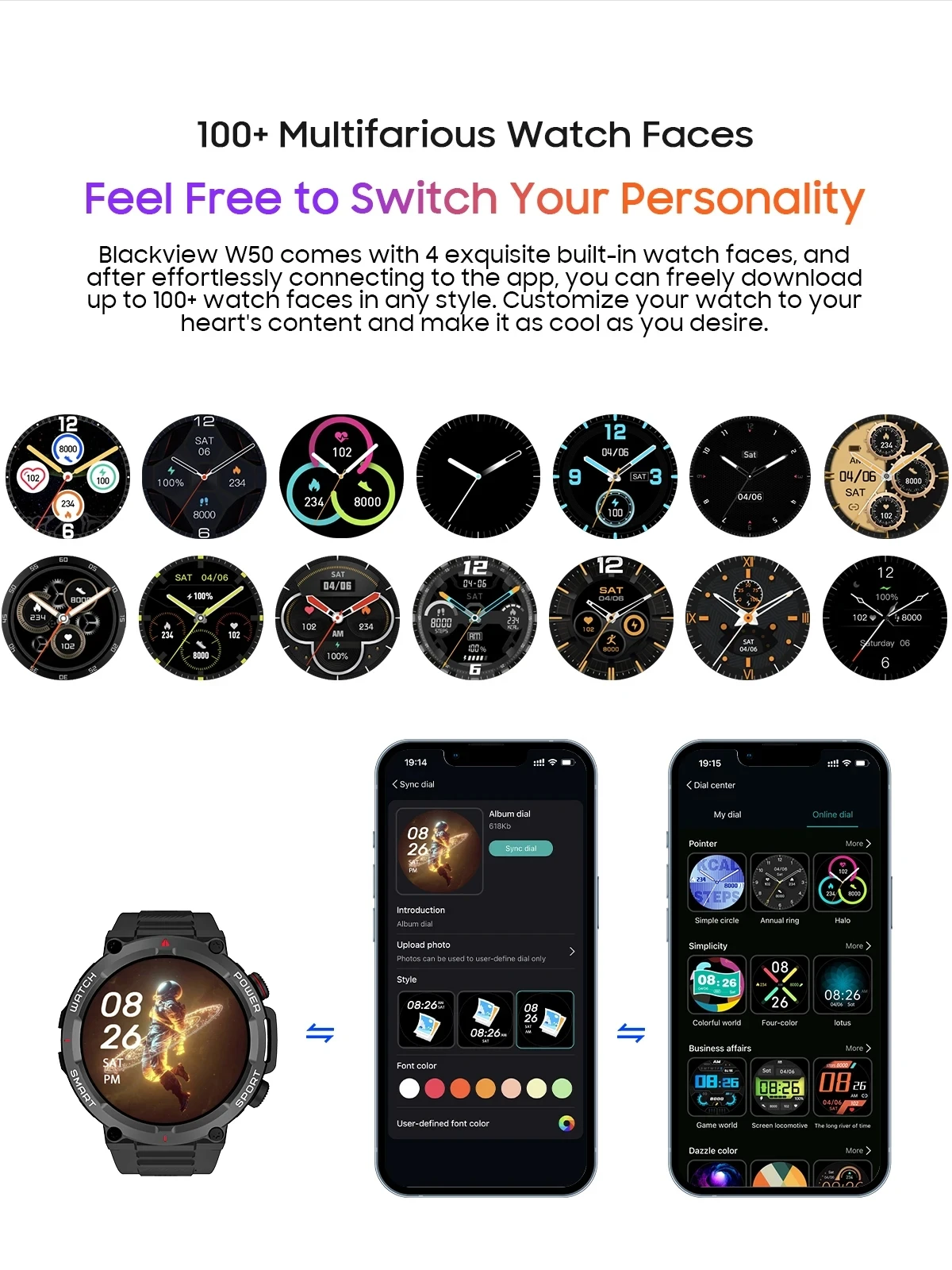 Blackview W50 Smart Watch - Unisex Health & Fitness Tracker