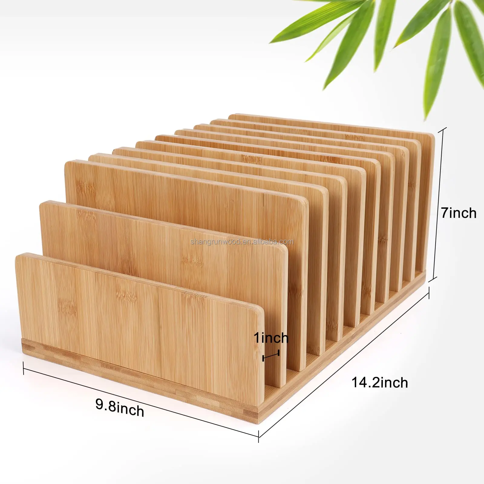 Bamboo Desk Organizer Stackable Office Organizer 10 Slots Wood Desktop ...