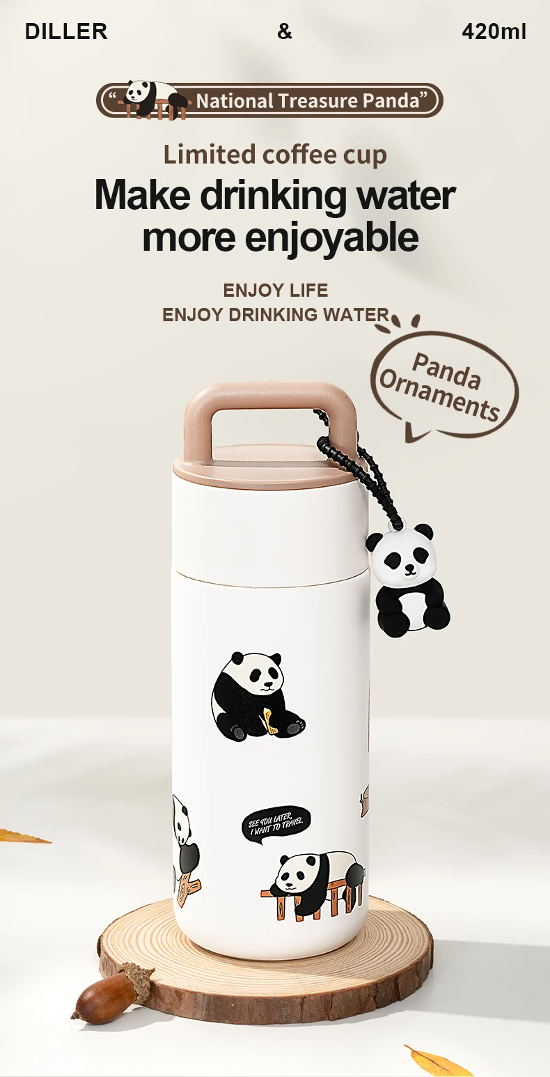 Cute Panda Graffiti Series Insulated Water Bottles Eco Friendly Vacuum ...