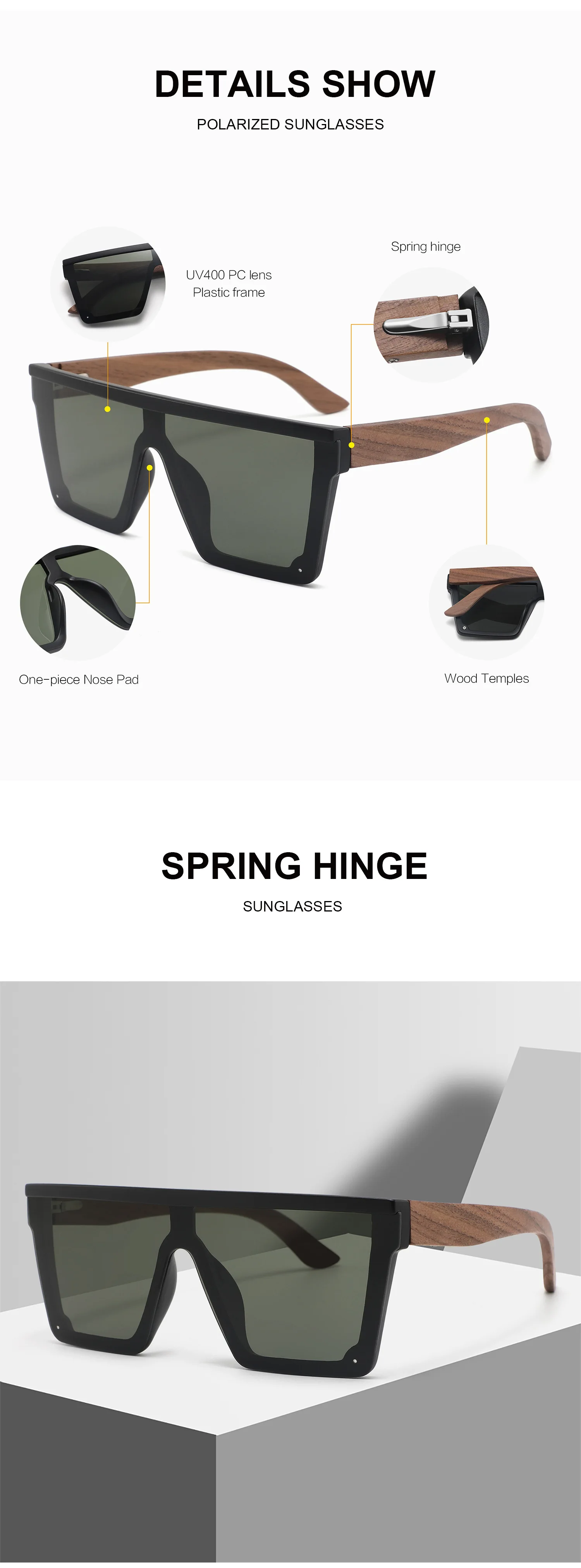 1552 Square Custom Logo Sunglasses Woman 2024 Fashion Private Label Sunglasses Men Wooden ...