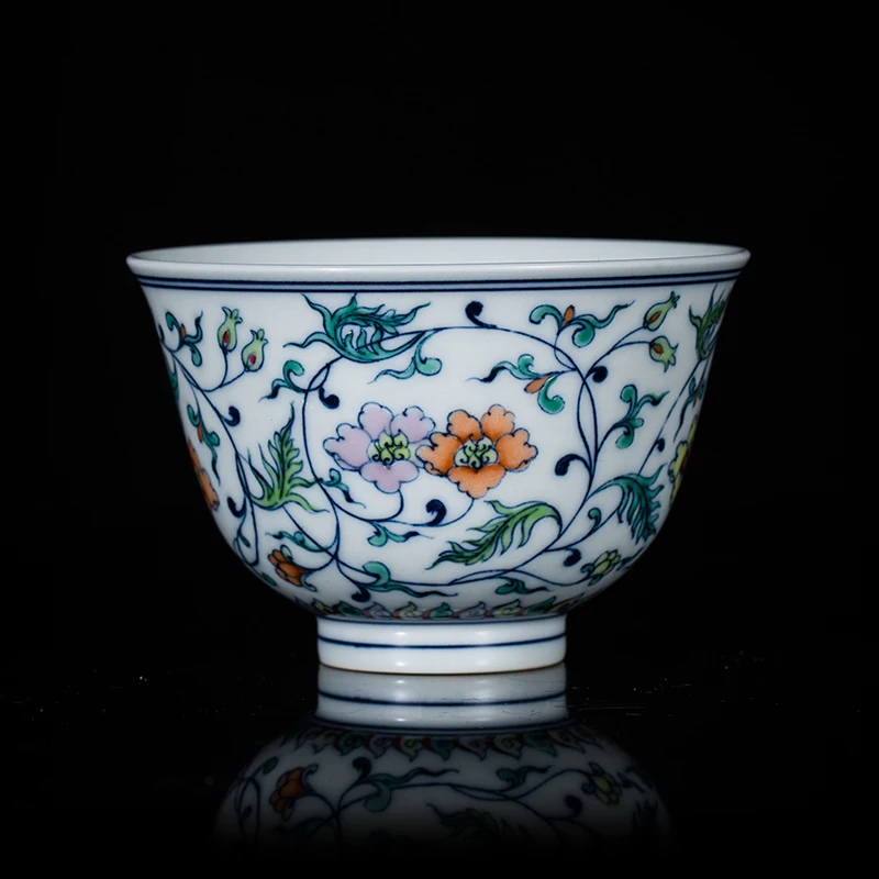 Porcelain Teacup Hand-painted Tea Tasting Single Cup Bucket Color ...