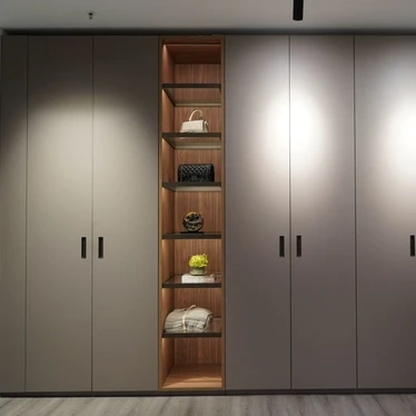 Modern Solid Wood Wardrobe With Bag Display Rack And Led Lighting - Buy ...