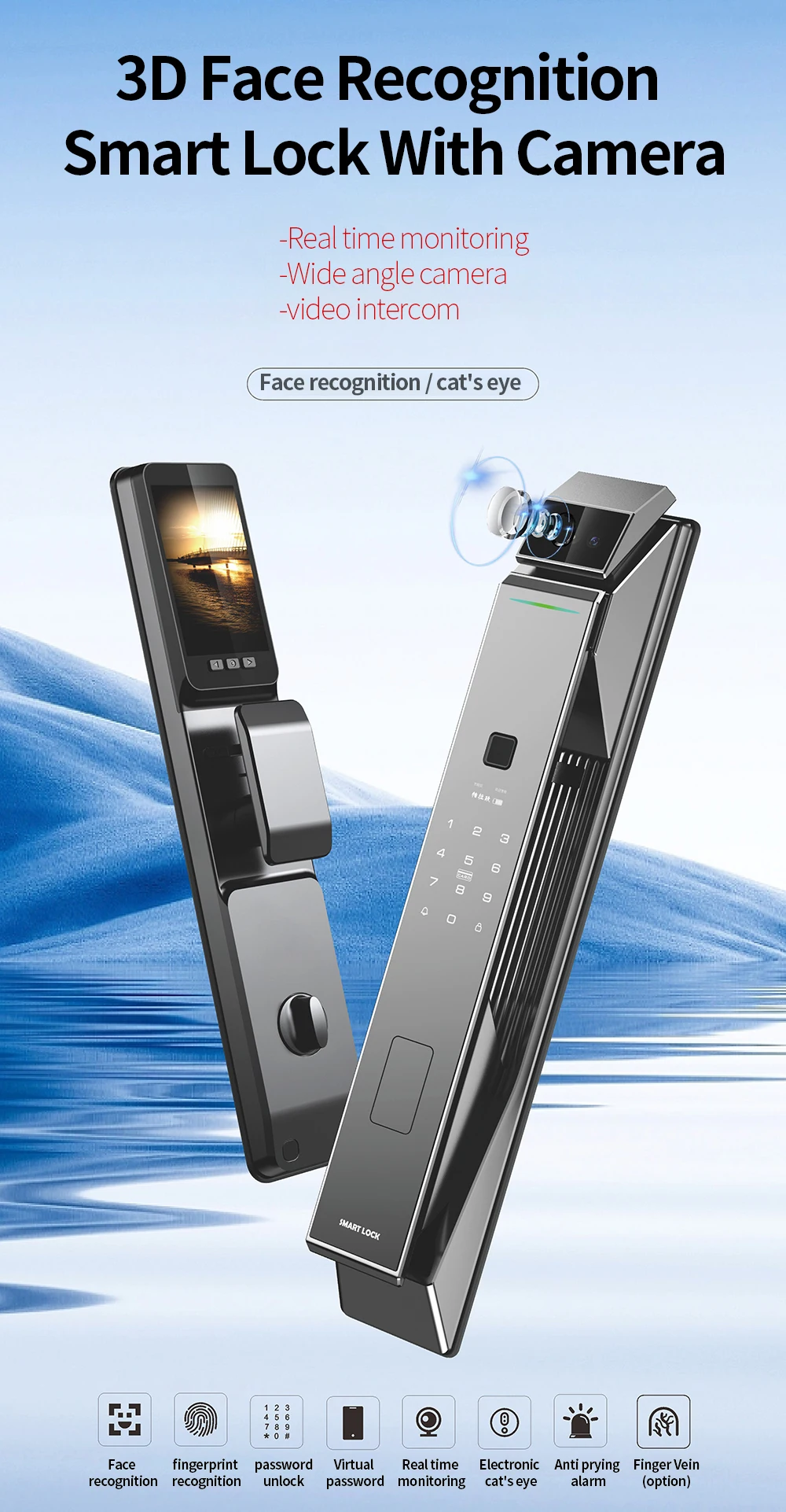 Tysh 3d Face Recognition Smart Door Lock With Camera Cerradura Wifi Biometric Fingerprint ...