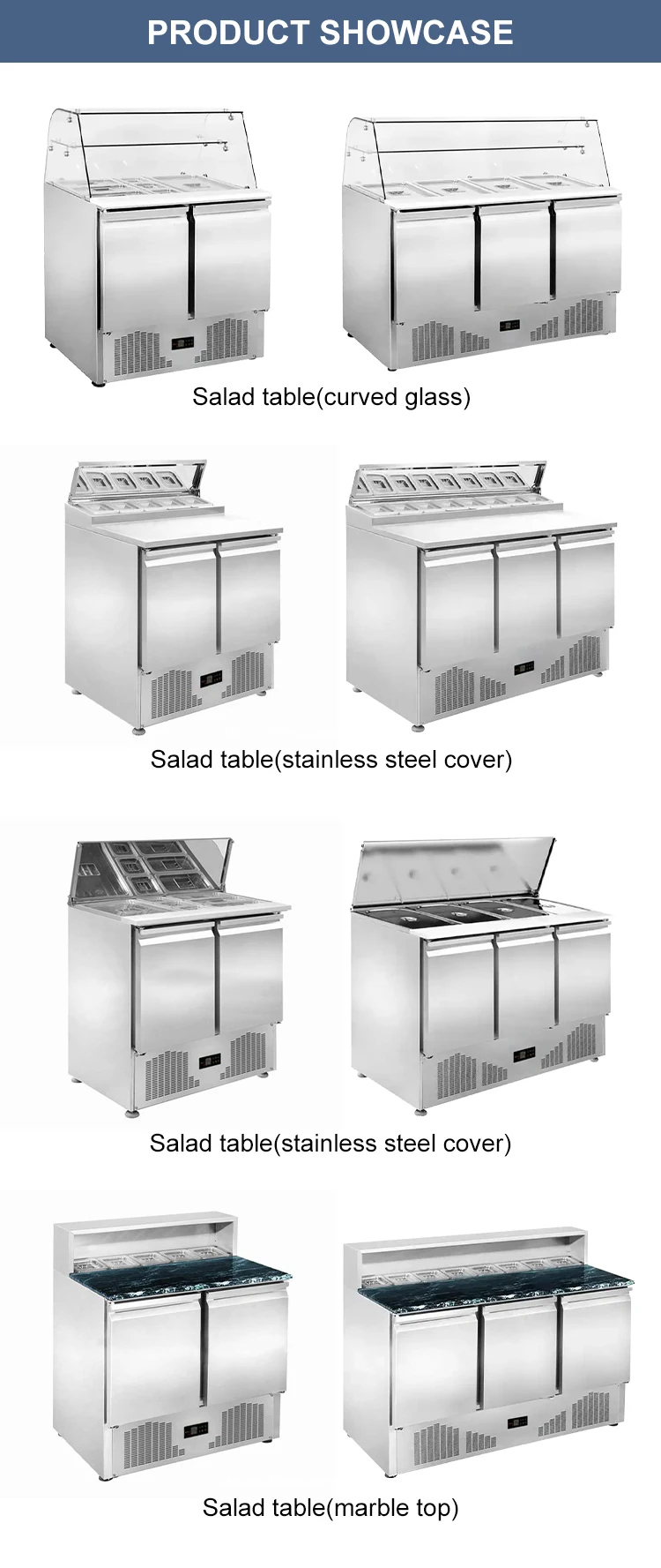Supermarket Fridge Pizza Prep Table Chiller Commercial Stainless Steel ...