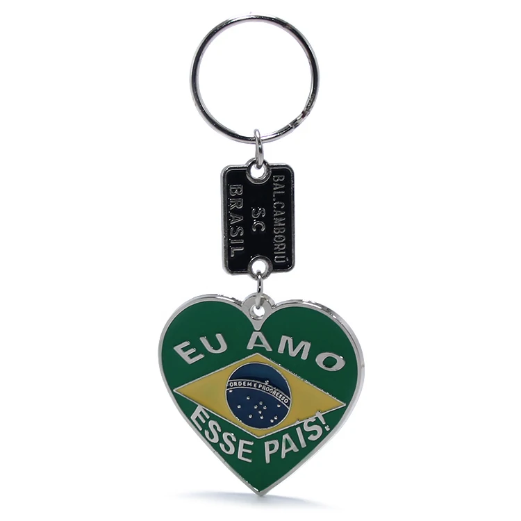 Custom Heart Shape Brazil Souvenir Keychain - Ageotoy FK6603