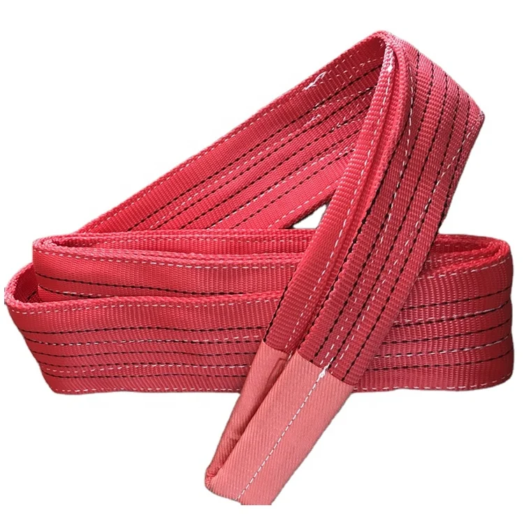 5T Red Lifting Webbing Sling PES Eye and Eye Hoist Flat Web Sling ...