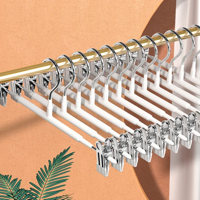 Removable Plastic Clothes Hanger with Clips - Space Saving