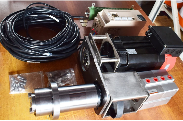 Whole Set 90mm 6000rpm Belt Drive Cylinder Cnc Spindle Mige Servo Motor ...