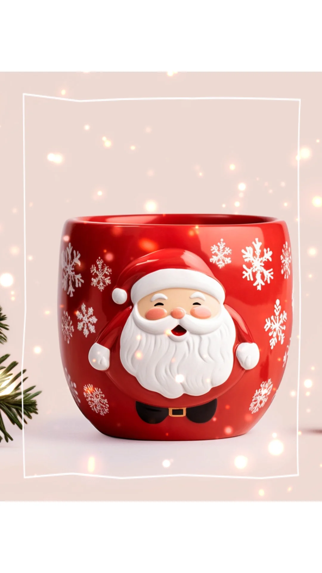 Christmas Santa Claus Motif Ceramic Flower Pot Glazed Festive Christmas ...