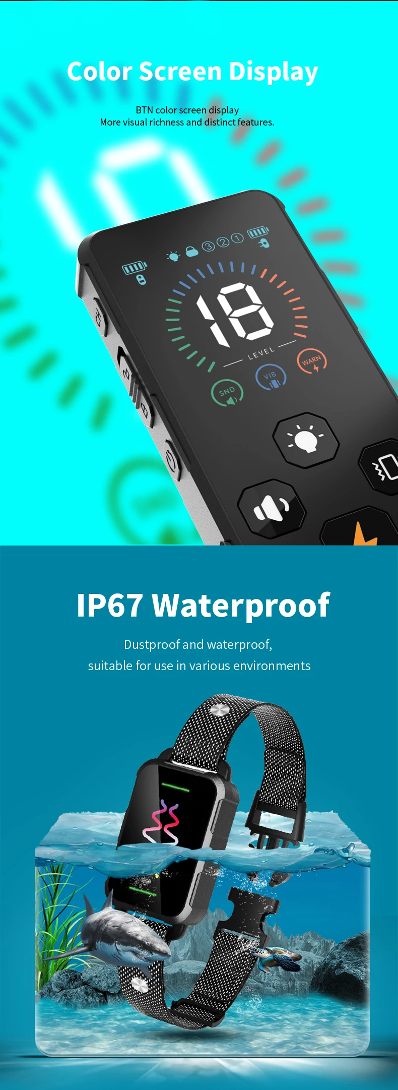 3500FT IP67 Waterproof Rechargeable Remote Control Electric Shock ...