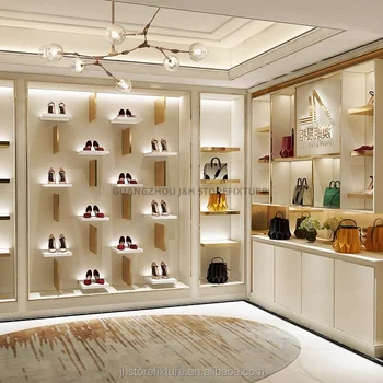 Luxury Bag Display Cabinet With Led Customize Logo Display Shelves Wall ...