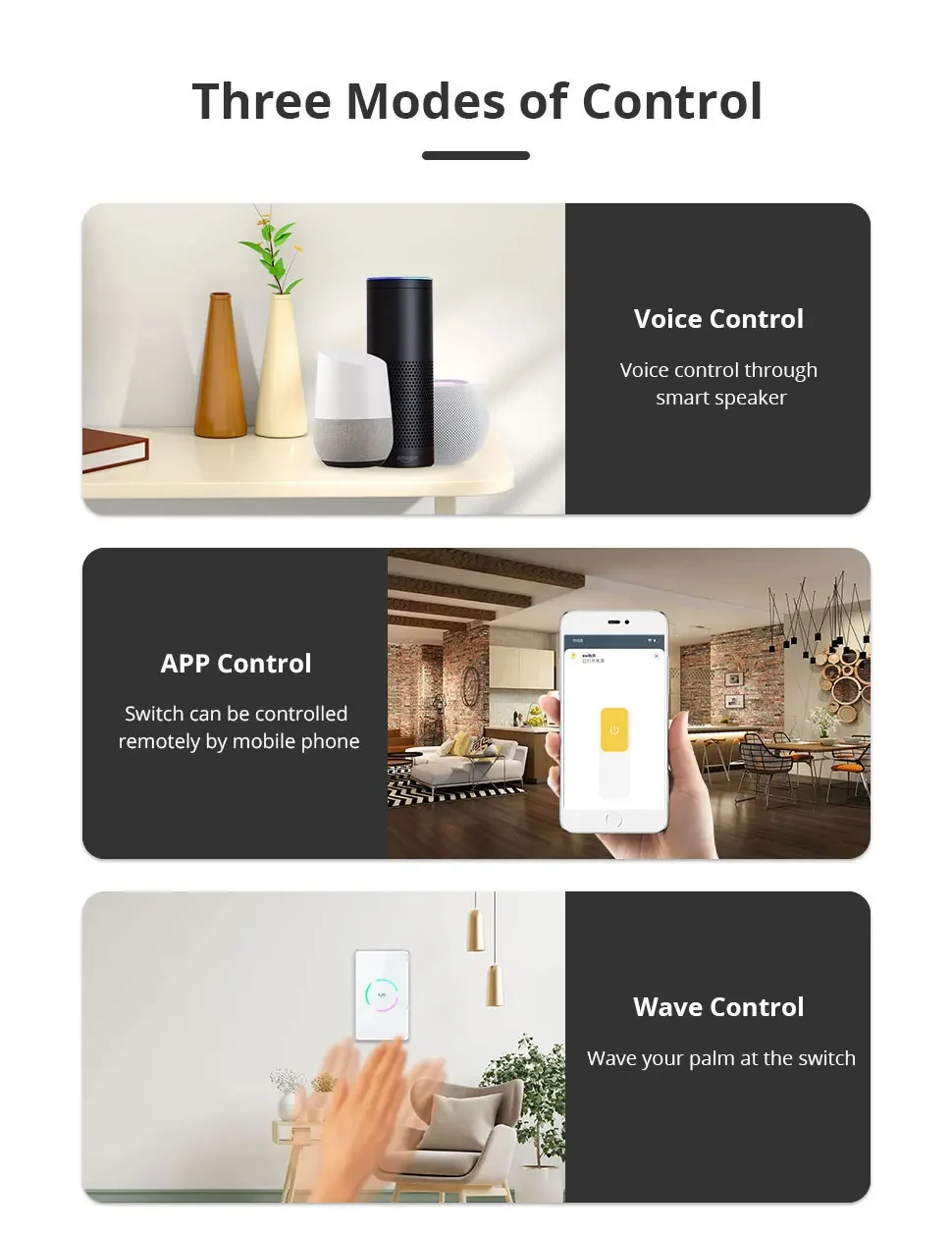 Zemismart Zigbee Smart Infrared Sensor Wave Switch Us Wall Light ...