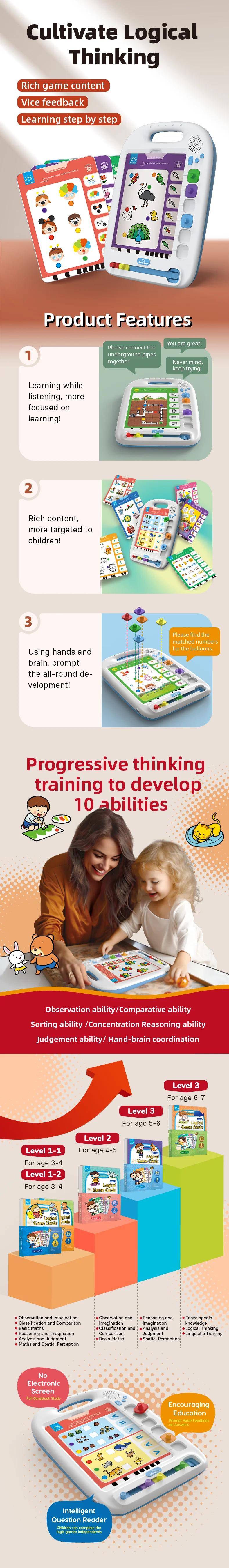 Smart Learning Machine Kids Educational Logic Pad Interactive Thinking ...