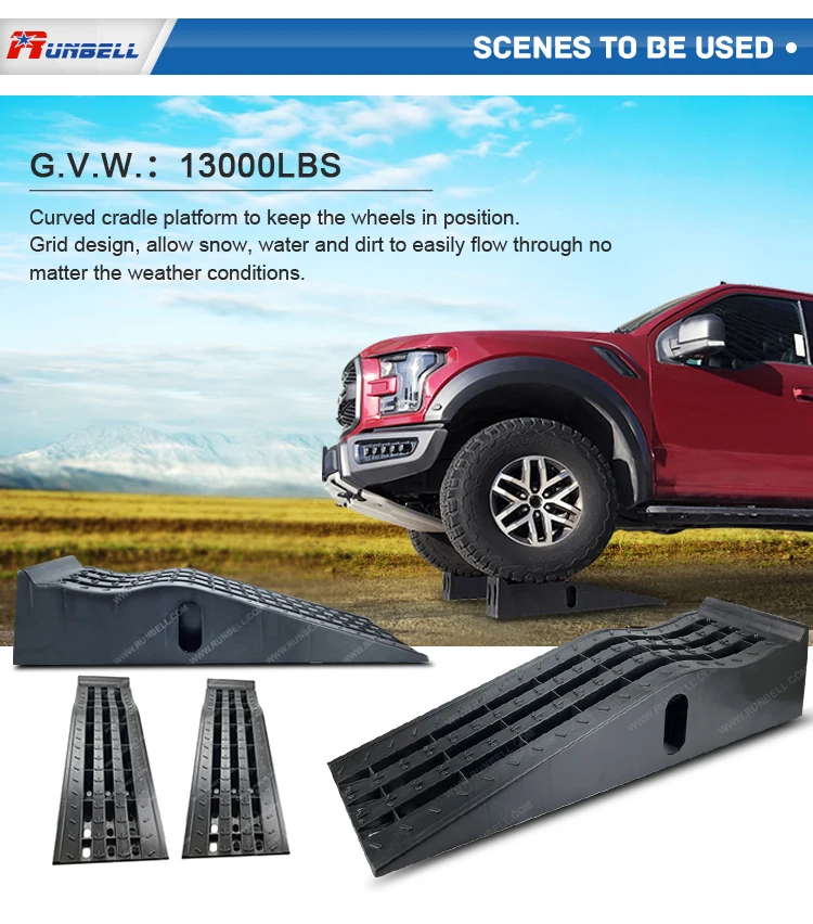 Curved Design Car Ramp Heavy Duty Garage Adjustable Auto Vehicle Tall ...