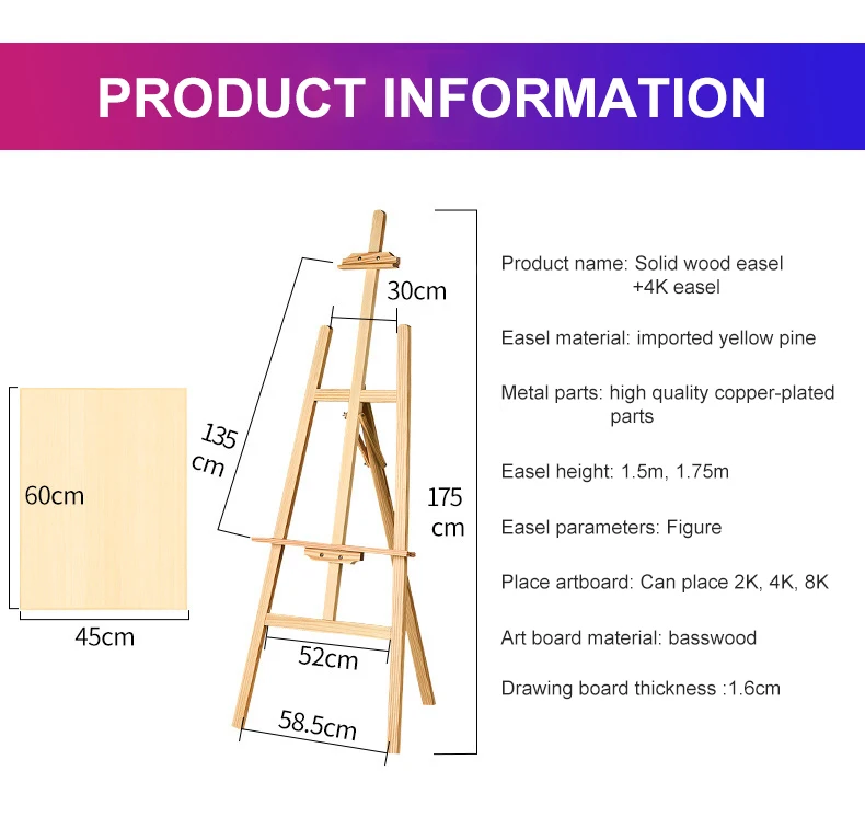 4 Colors Artist Art Foldable Drawing Board Rack Painting