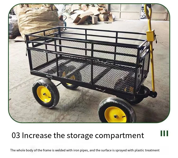 Heavy Duty Utility Cart Wagon Steel Wire Mesh Rolling Dump Garden Carts ...