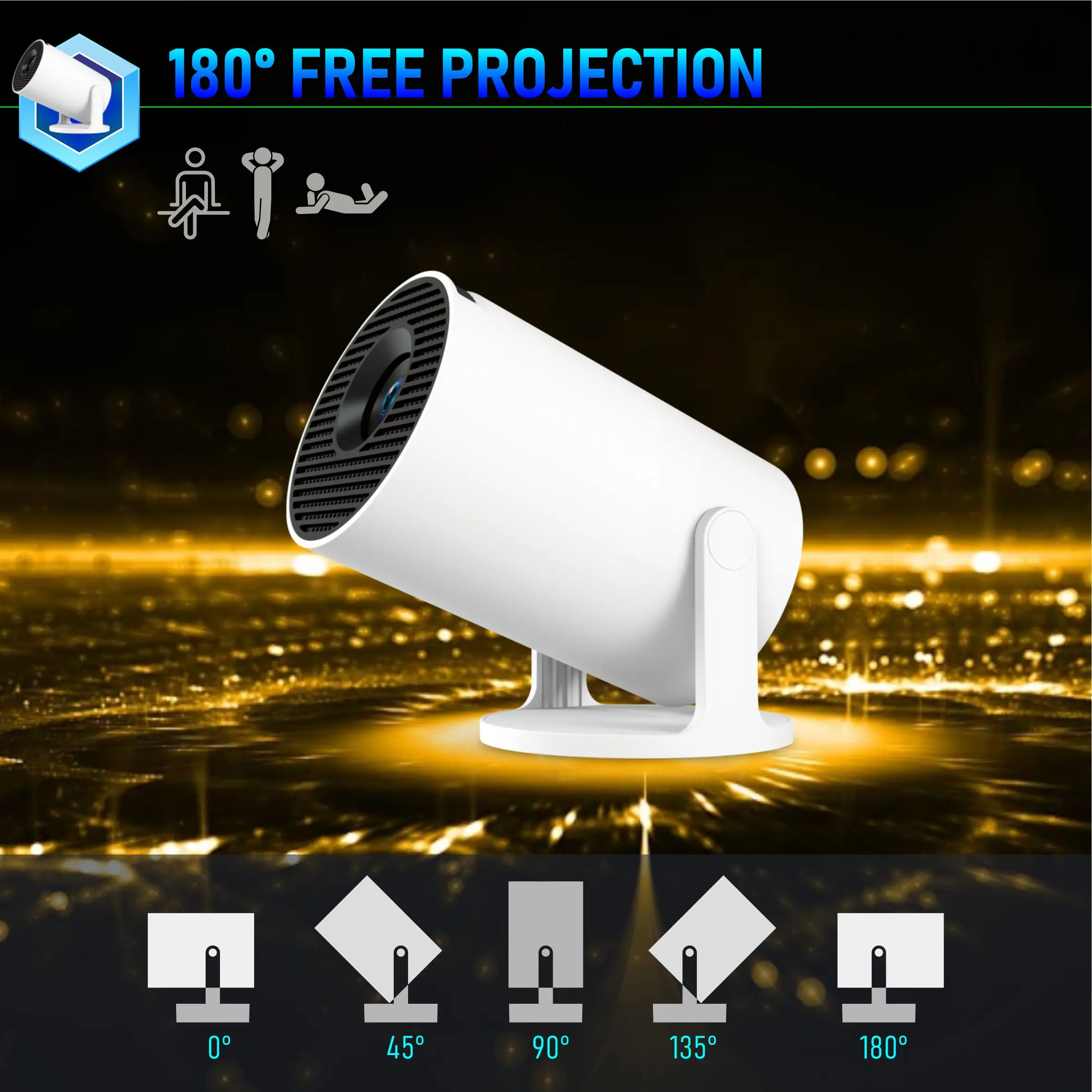 HY300 Pro Smart Mini Projector - 1080P, 4K, Dual Wifi BT