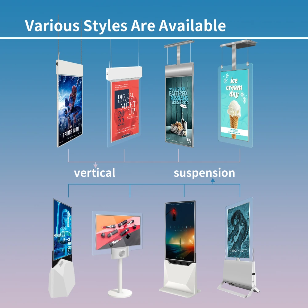 43 55 Inch Indoor Suspended Ceiling Dual Side Screen LCD Advertising ...