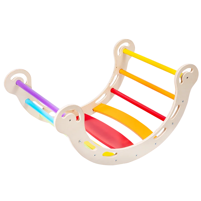 Wooden Kids Outdoor Pickler Triangle Set With Ramp And Arch Slide ...