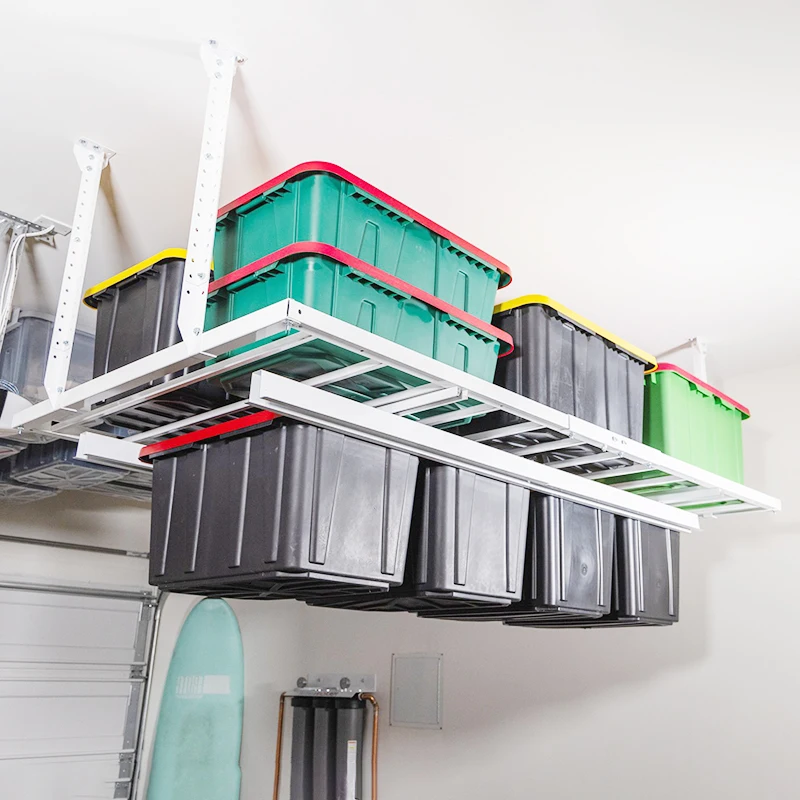 Wall Mounted Stackable Bin Rack Overhead Garage Storage Shelf for ...