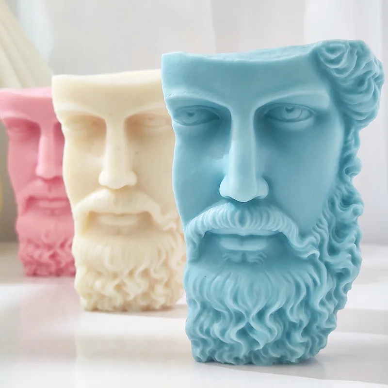 Tabletop Ornament Greek Half Head Sculpture Silicone Candle Mold ...
