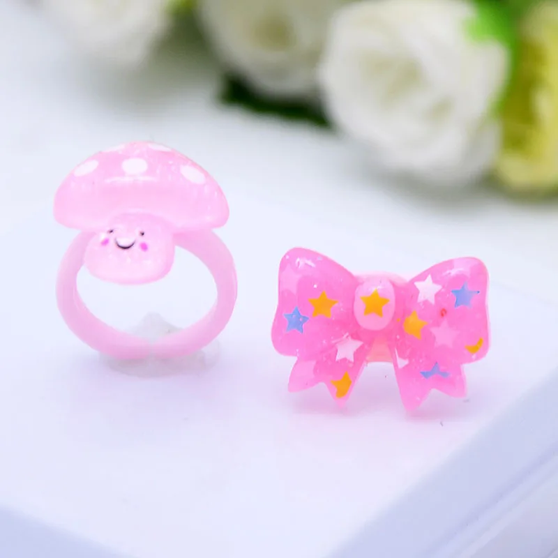 36pcs/box Children Resizable Open Rings Cartoon Resin Candy Color ...