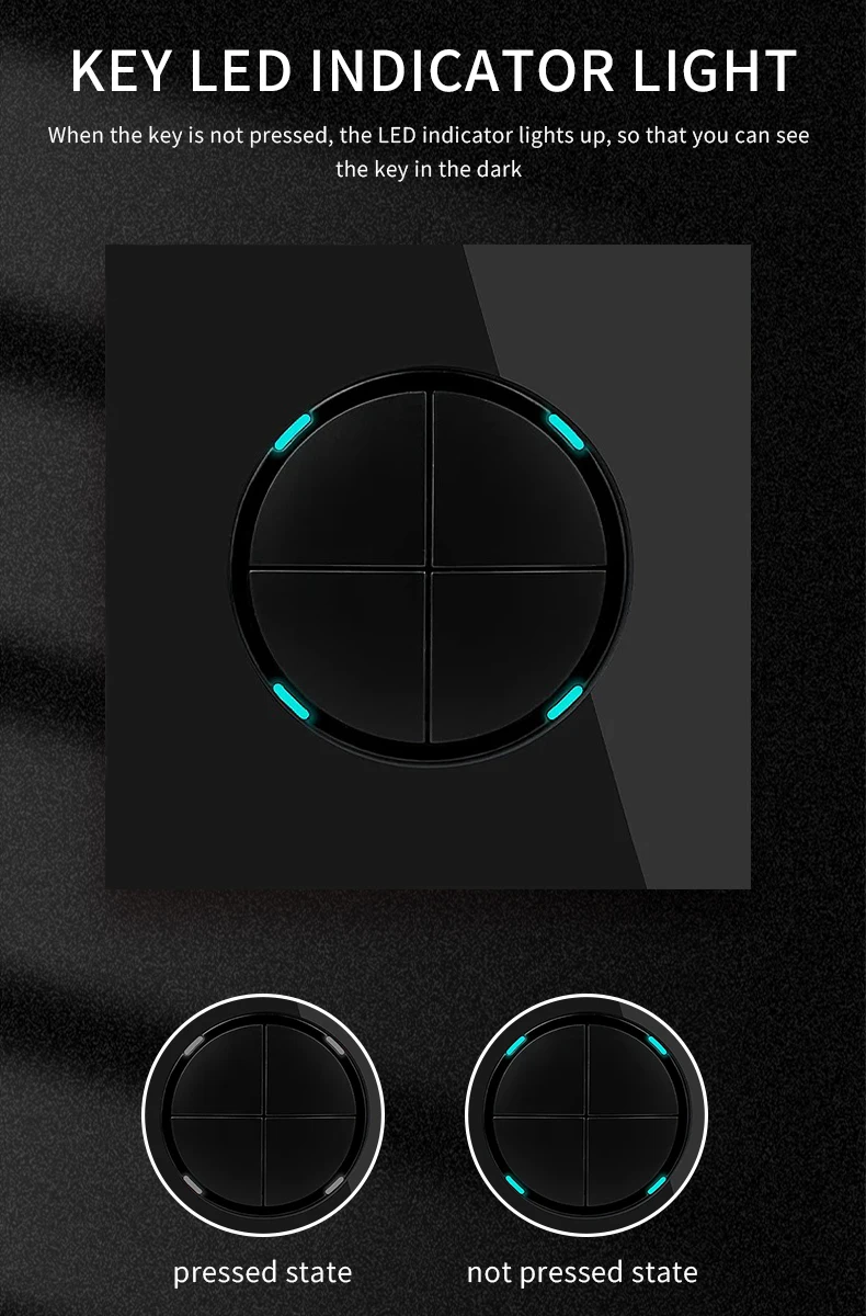 Factory Direct 16A Glass Tempered Round Socket - 220V EU Wall Electric ...