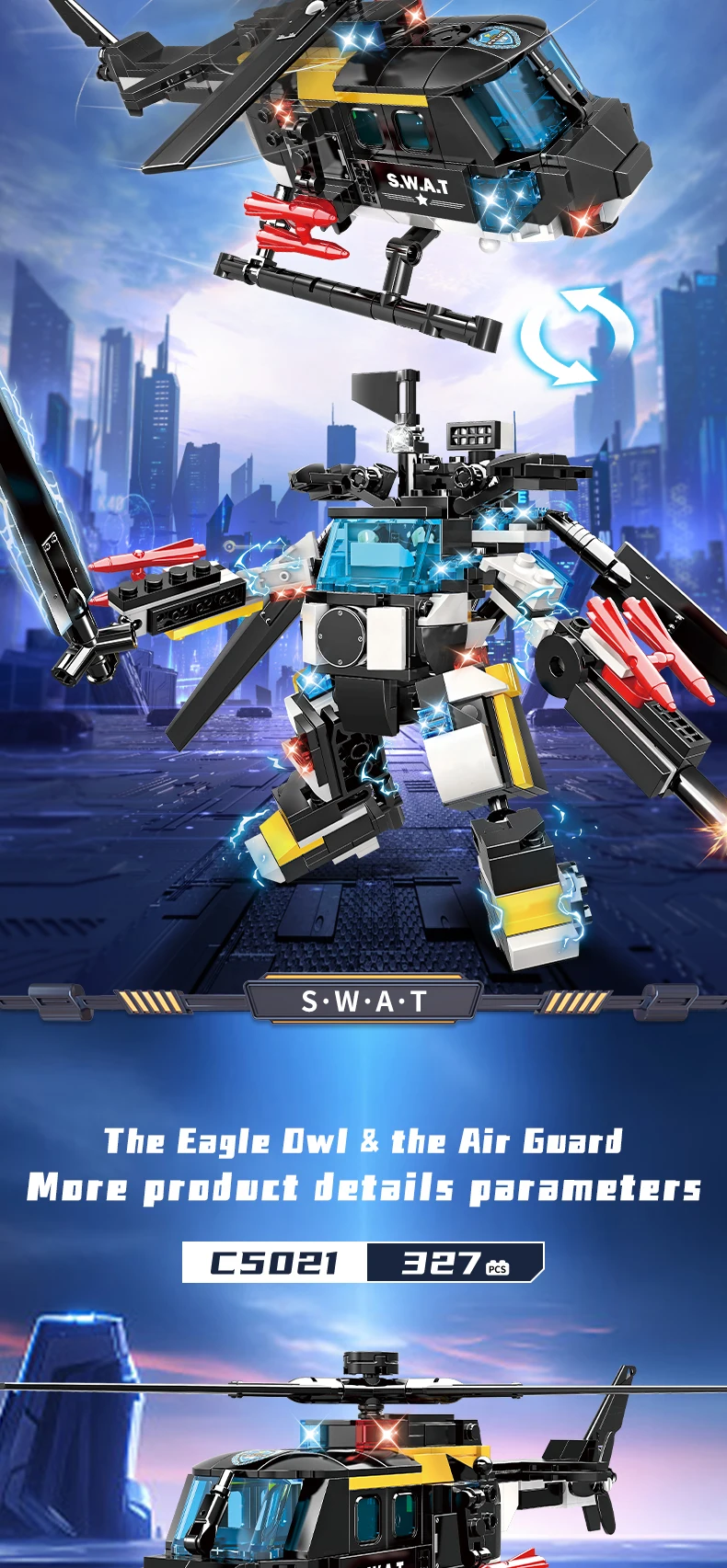 Woma Toys Mechanical SWAT Robot - Transforming Building Block Model