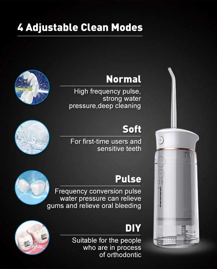 Water Flosser Mini Pulse Cordless High Pressure 4 Modes 180ml Capacity ...