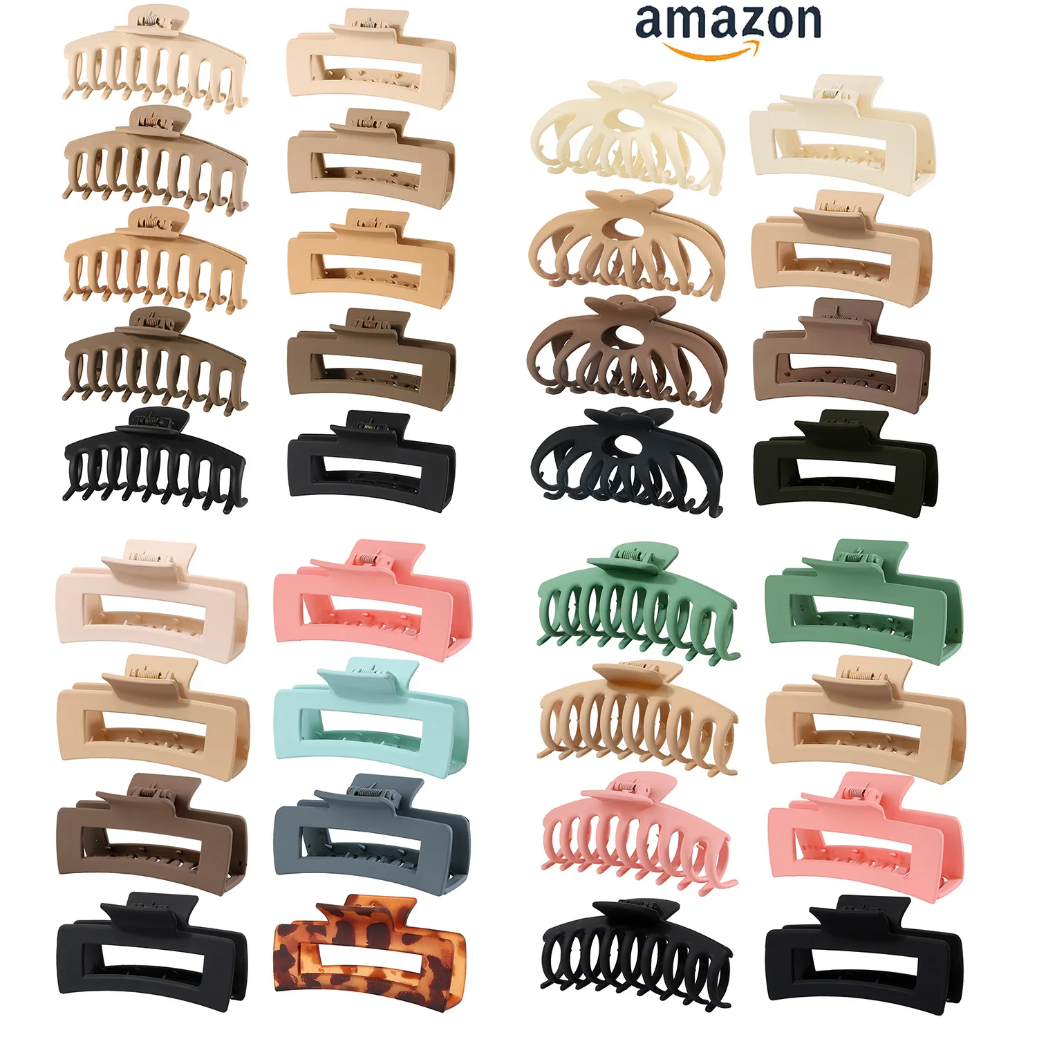 Hc001d High Quality Big Nonslip Hairgrips Large Matte Rectangle Neutral ...