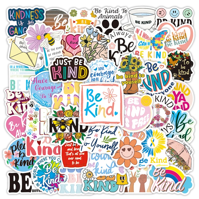 50pcs Be Kind Friendly Word Slogan Letter Graffiti Stickers For ...