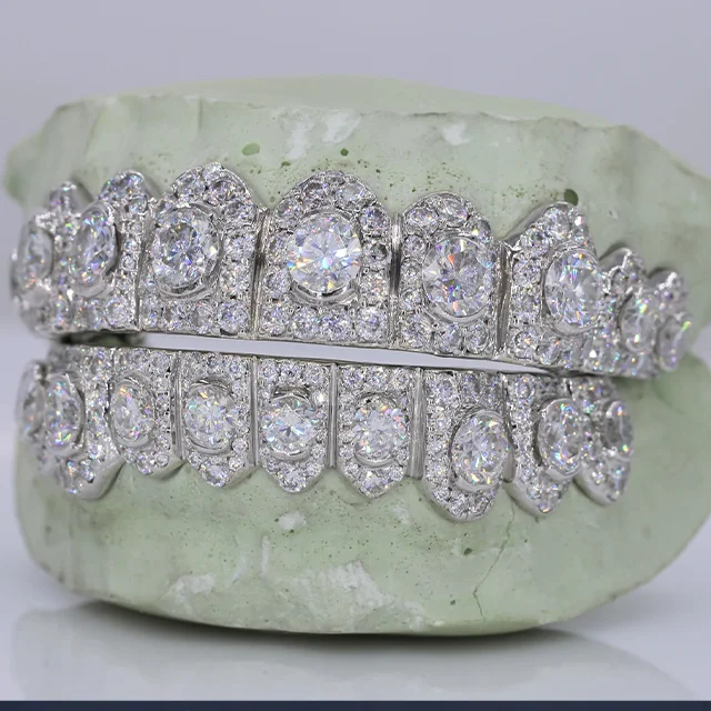 Custom Honeycomb Setting Perm Cut Iced Out VVS Moissanite Diamond ...