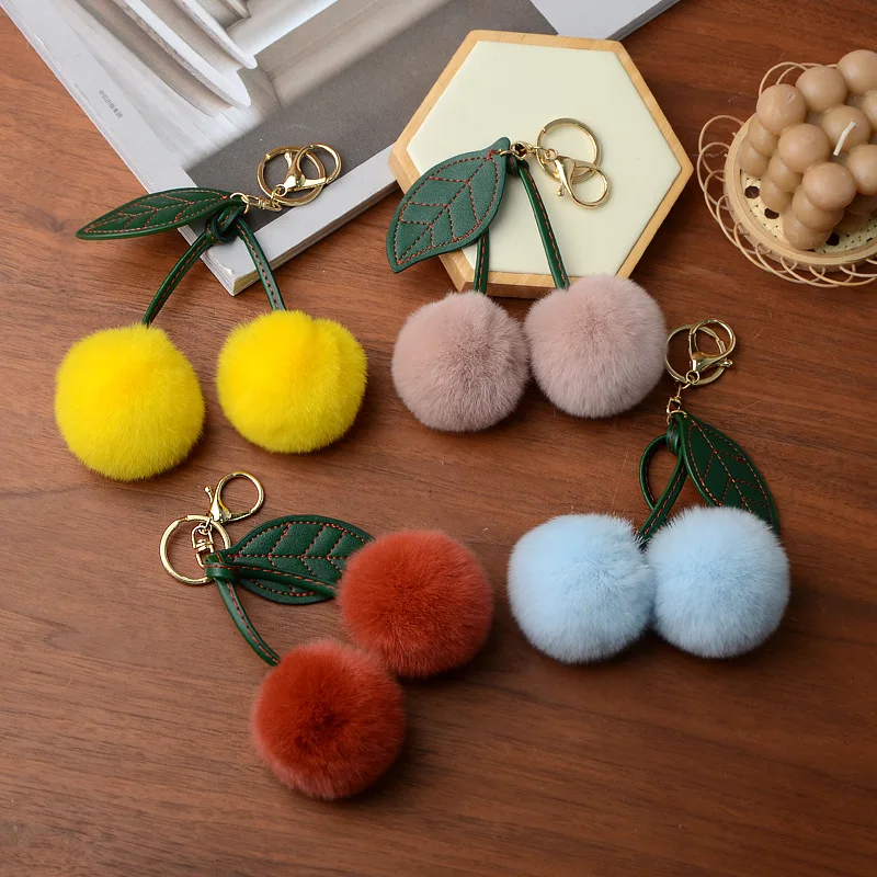 Plush Fruit Cherry Keychains - Customizable Promotional Gifts