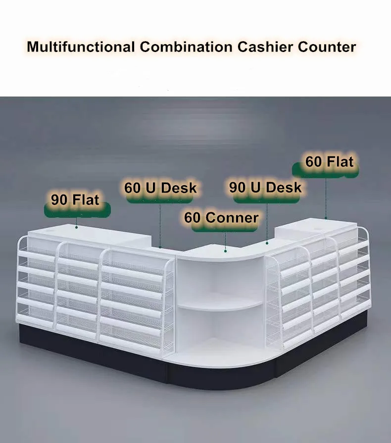 U Shaped Wooden Checkout Counter Display Stand for Retail Kiosk ODM