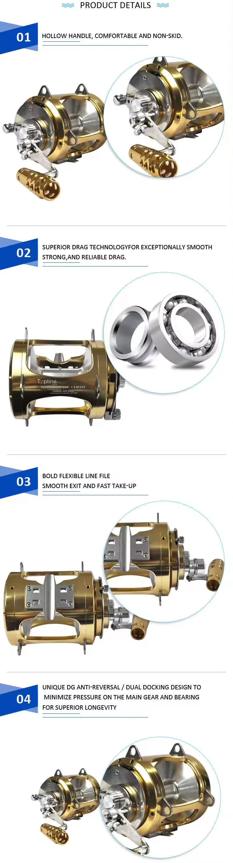 Customized Offshore Deep Sea Trolling Reel 30w 50w 80w Big Game ...