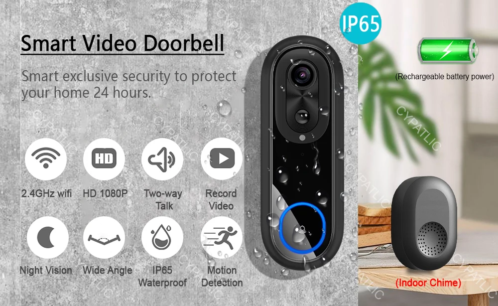 Tuya Wifi Smart Doorbell Cameras for Home Security 1080P 2K VIdeo ...