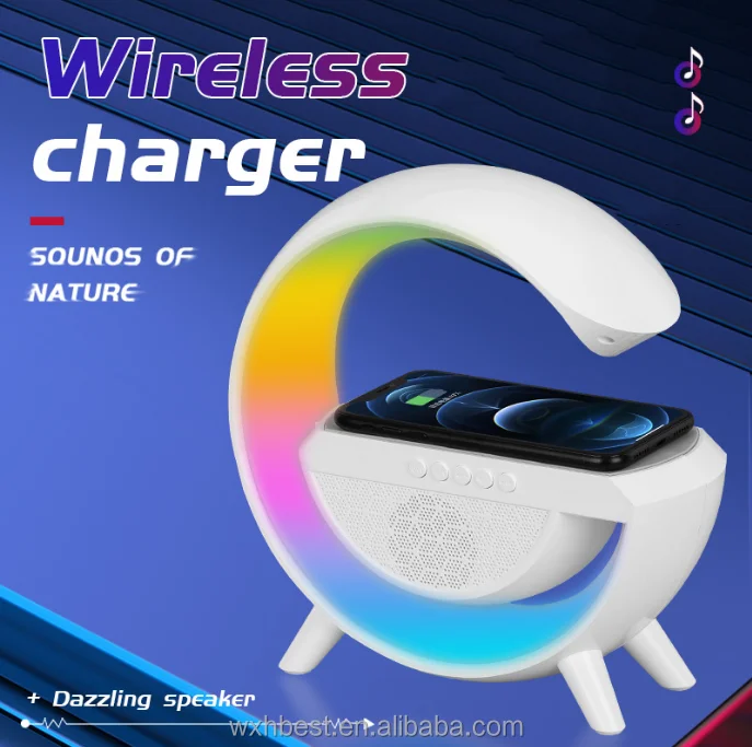 Big G Fm Radio Bt 15w Faster Charger 7 Color Rgb Light 5 In 1 Wireless Charger Hm-2301 Led Lamp ...
