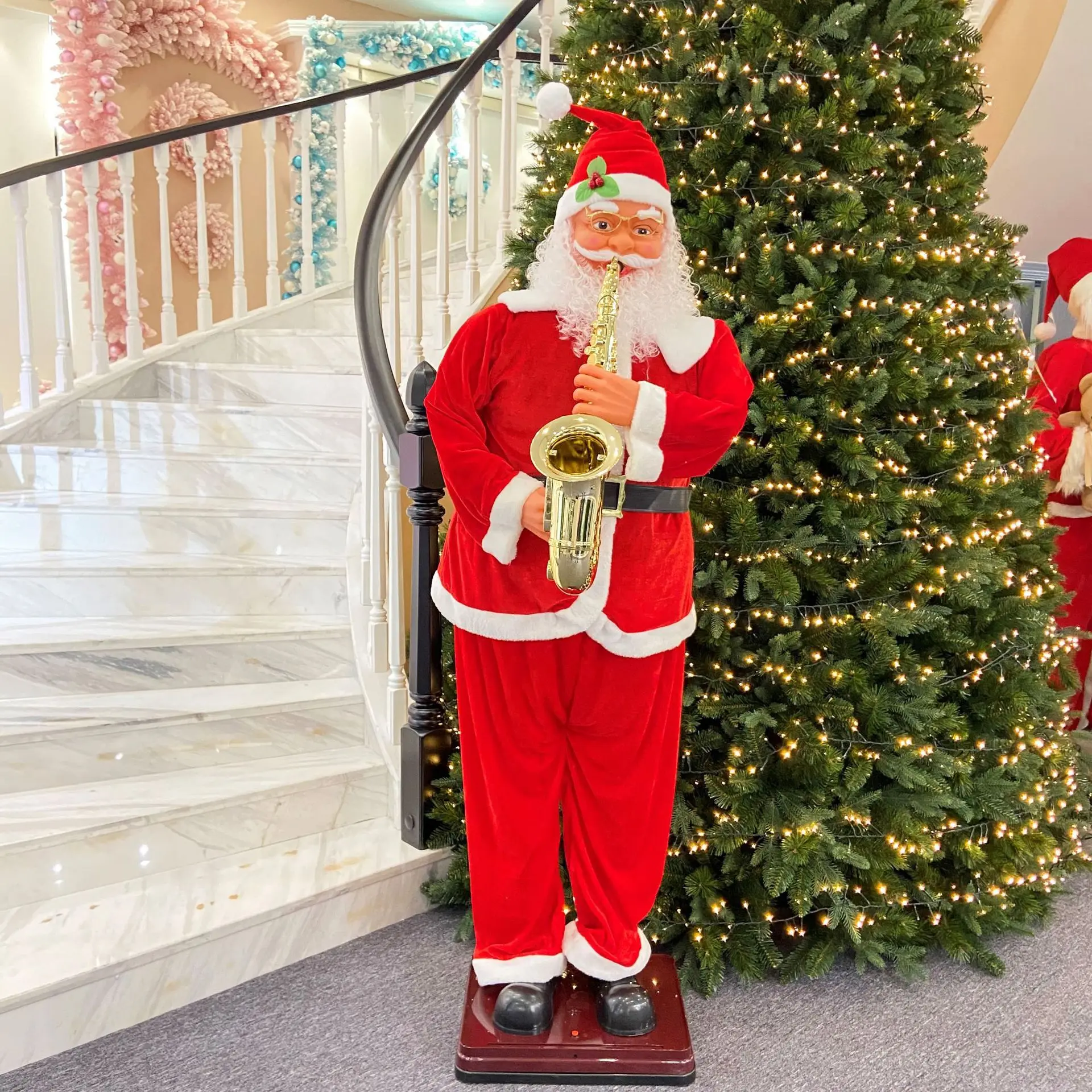 Life Size 6ft Santa Claus Animated Christmas Decoration with Music ...