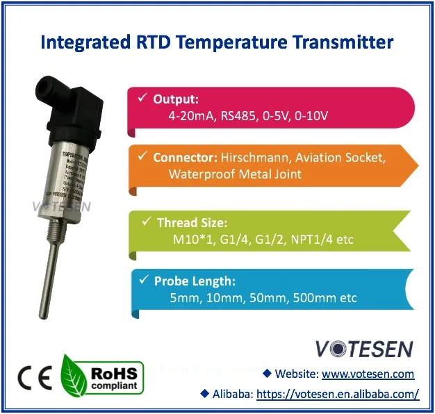 Industrial RS485 4-20mA Temperature Transmitter with Pt100 Sensor ...