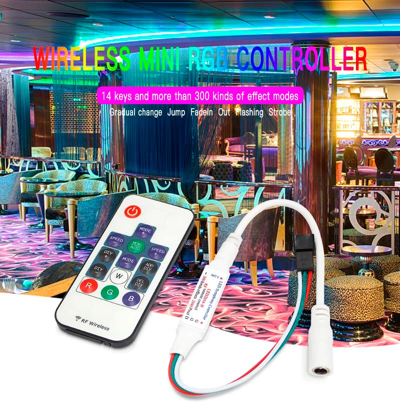Factory Direct Dc5v 24v Dream Color Spi Mini Diy Wireless Rf 14key ...