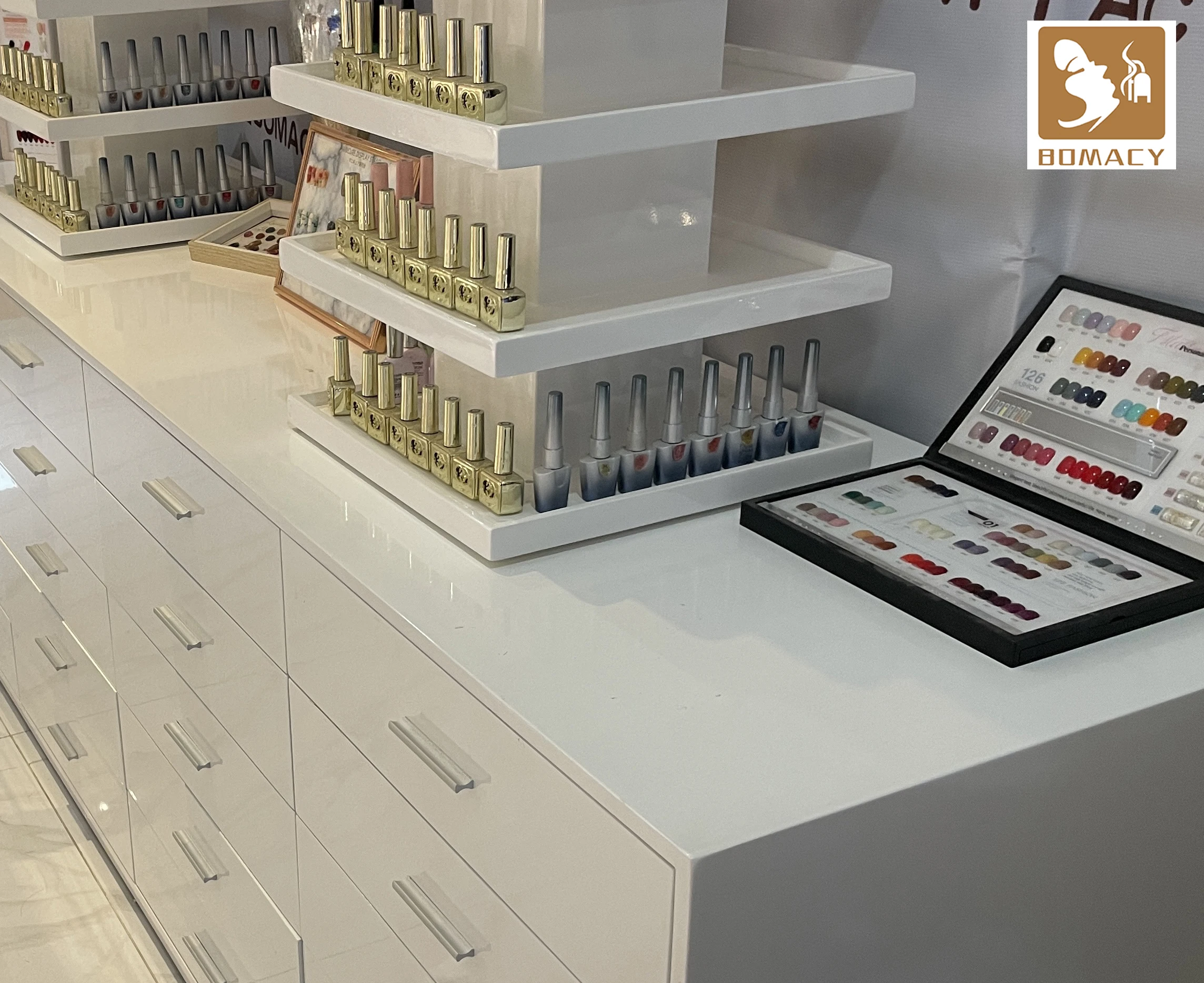Gel Storage Wood Shelves For Cosmetic Store Klar Rotating Acrylic Art ...
