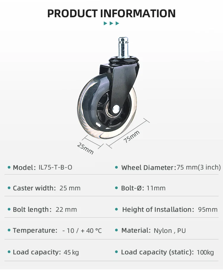 Office Chair Wheels,Caster Wheels Safe Quiet Rolling For Office Desk ...