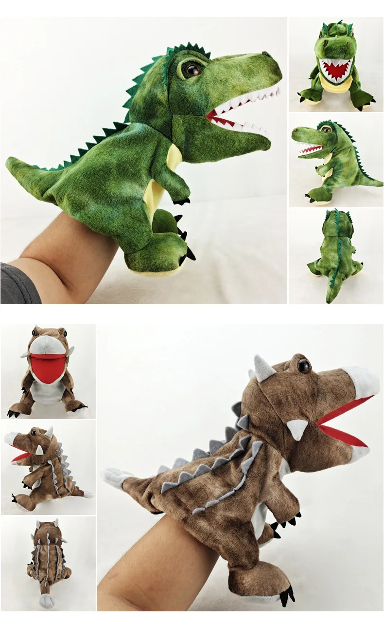 Dinosaur Puppet Dino Hand Puppet Plush Simulate Dinosaur Head Hand ...