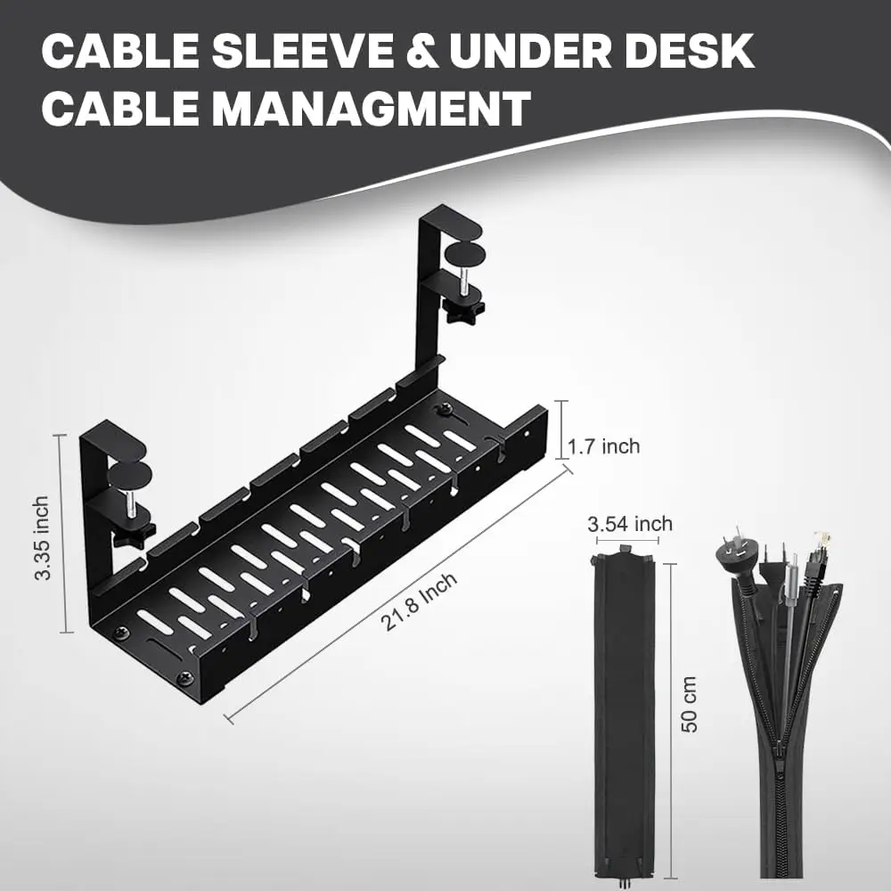 No Drill Desk Cable Organizers Under Desk Cable Management Cable ...