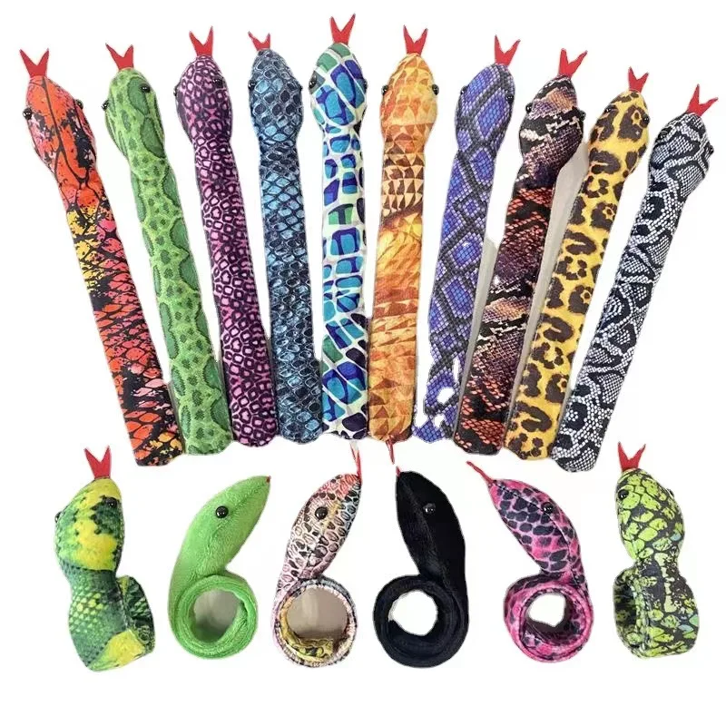 Digital printing animal soft plush Snake Snap Bracelet Wristbands ...