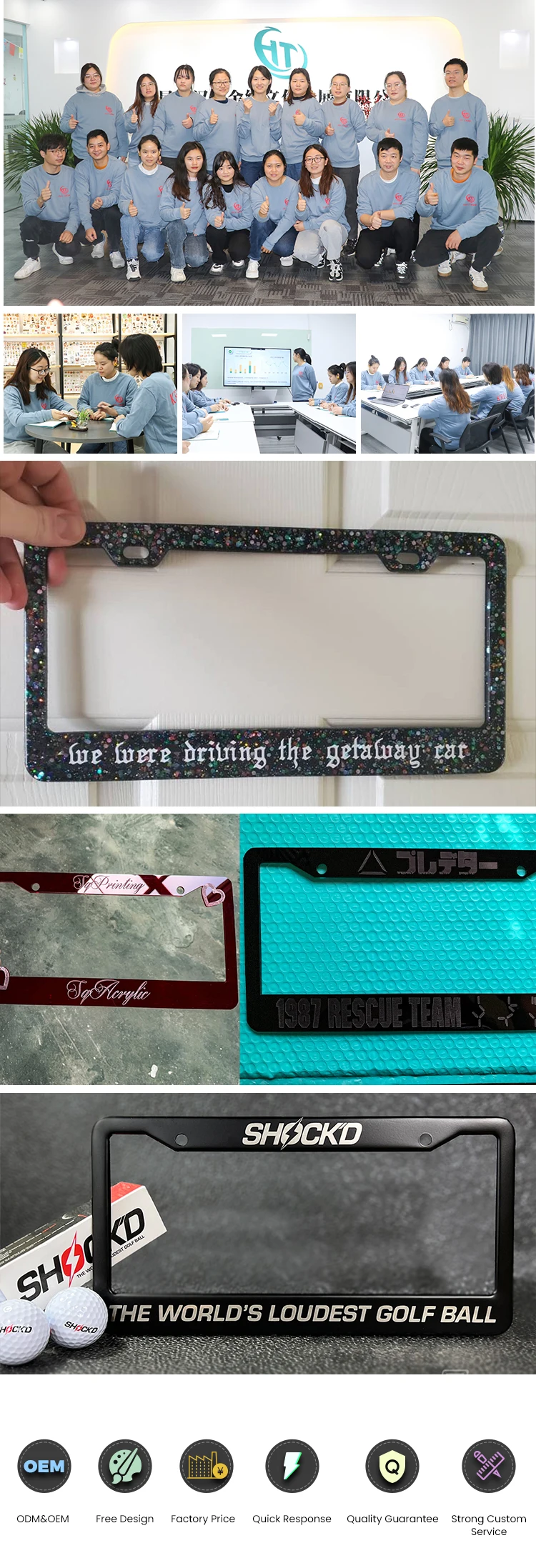 Customized Logo UV Pattern License Plate Frame Sublimation