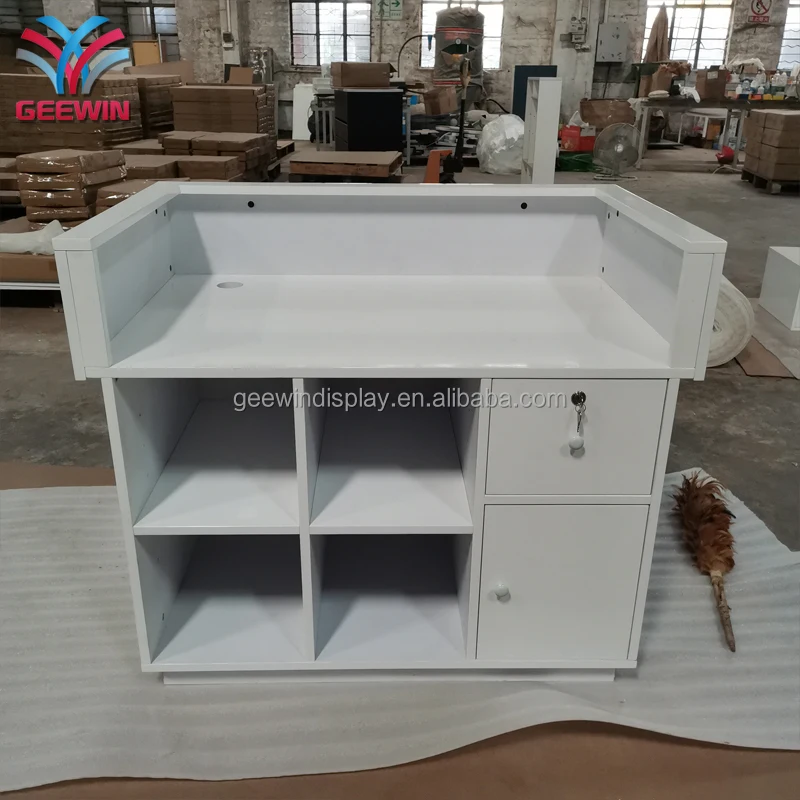 Shop Cash Register Counter White Table Design Wrap Cash Counter