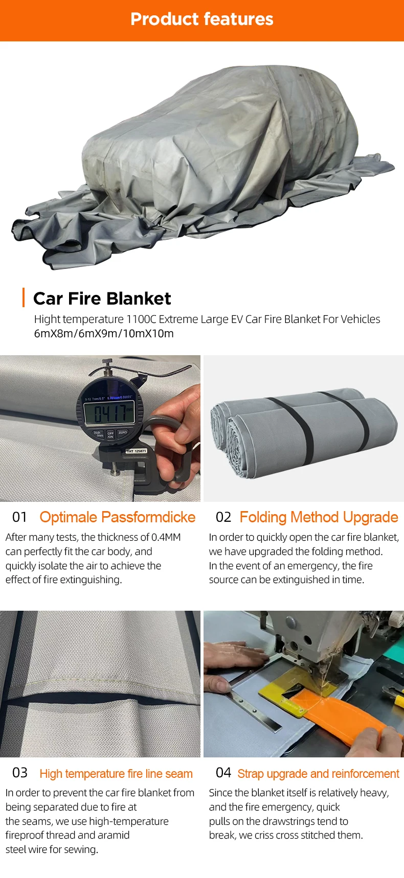 Extra Large Car Fire Blanket Pro 6x8m For Vehicles - Buy Fire Blanket ...